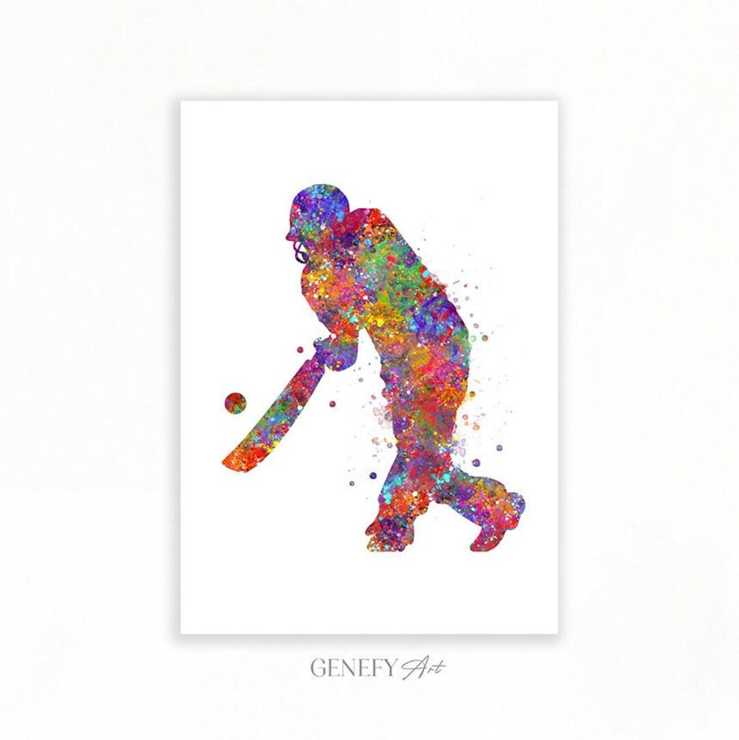 Cricket Sport Watercolour Art Print Cricket Sport Poster Gift for Son ...