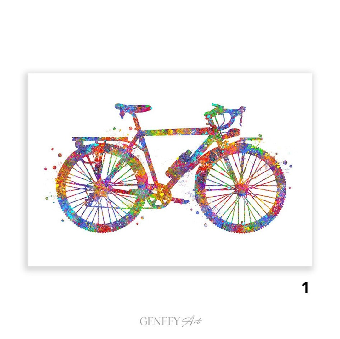Touring Bicycle Watercolour Art Print - Mountain Bike Watercolour ...