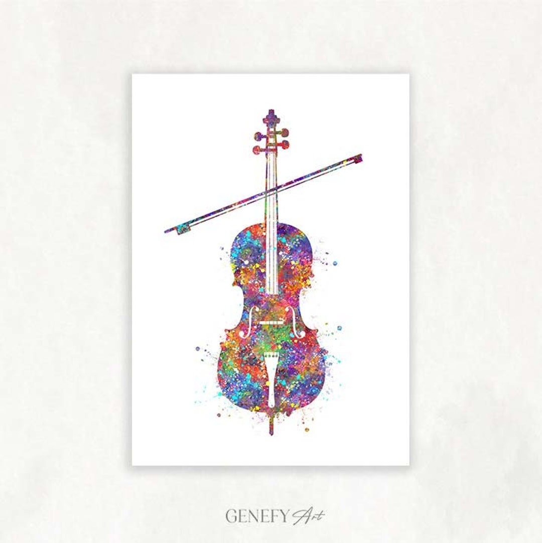 Cello Watercolor Art Print Music String Instrument Watercolor Art Cello ...