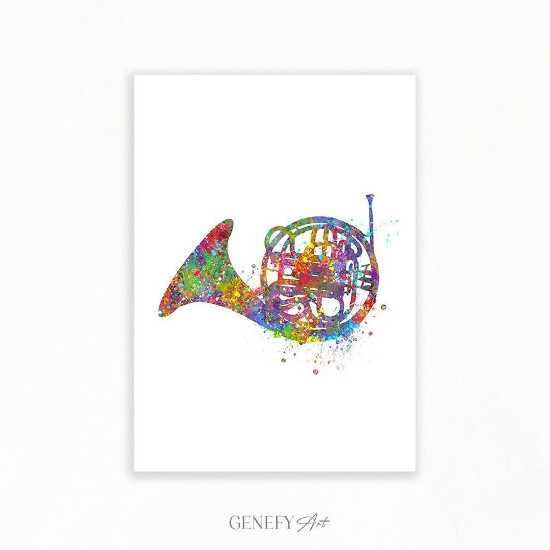 French Horn Music Instrument Watercolor Art Print Music Watercolour Art ...