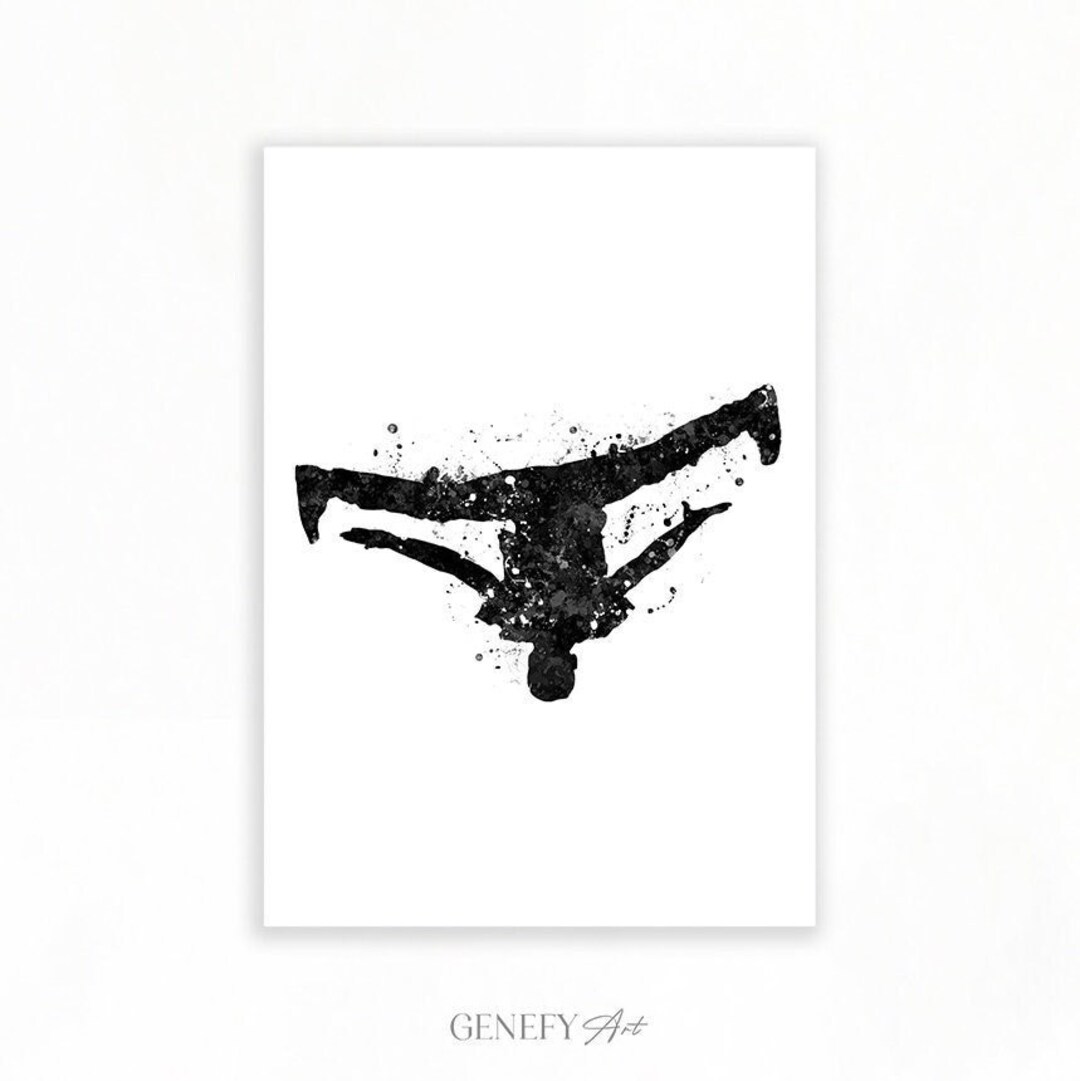 Breakdance Watercolour Art Print - Black and White Breakdance Art ...