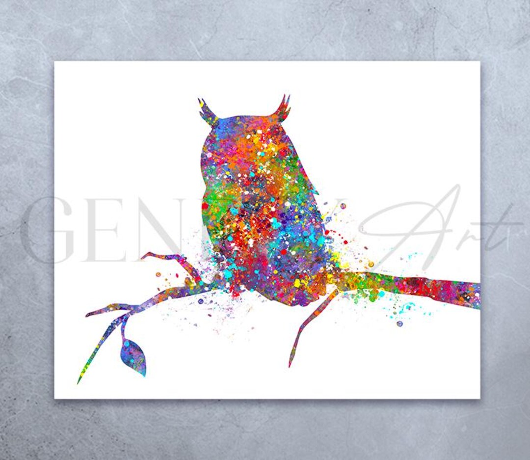 Night Owl Watercolor Art Print -night Owl Poster - Owl Poster - Owl ...