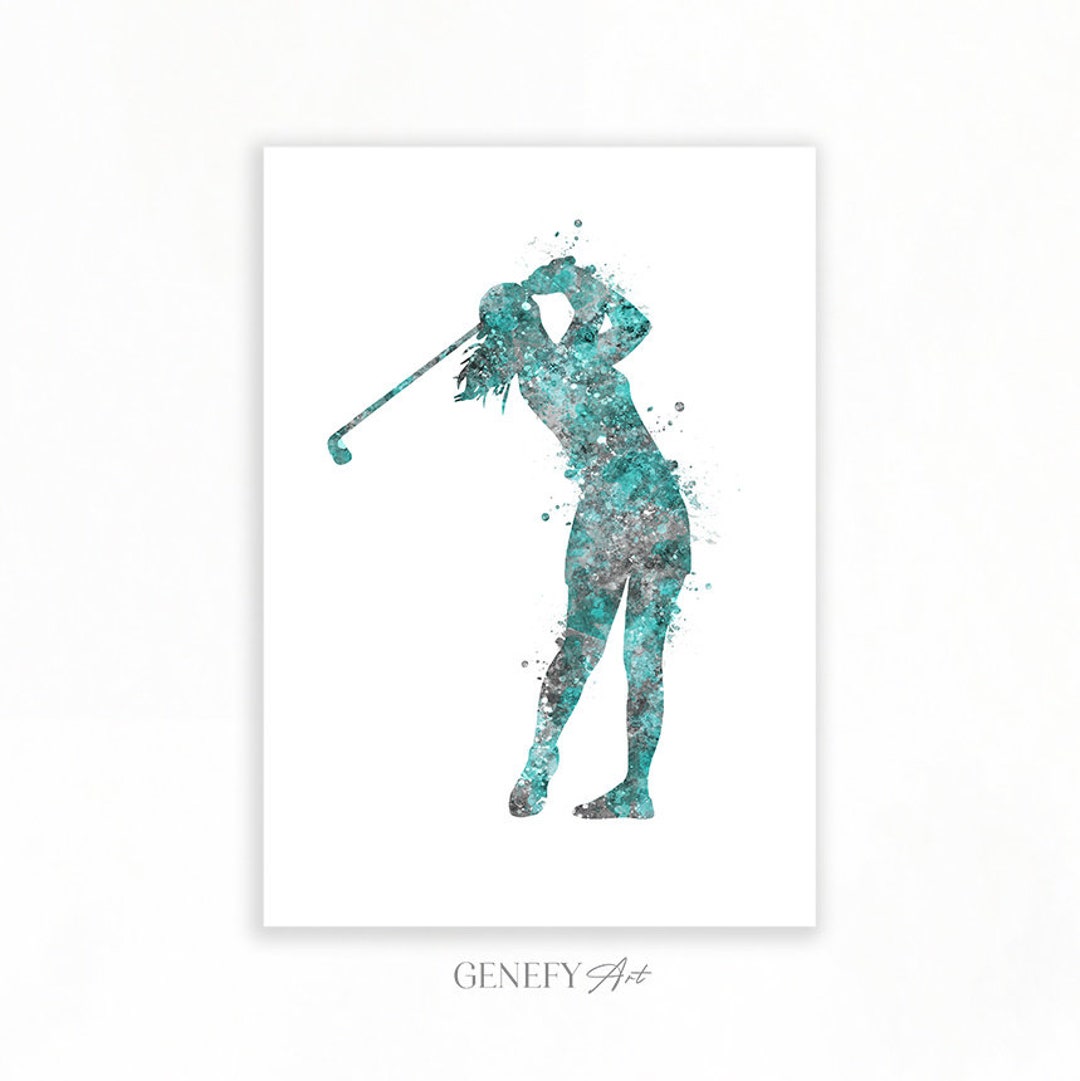 Female Golf Player Watercolour Art Print Golf Sports Watercolour Art ...