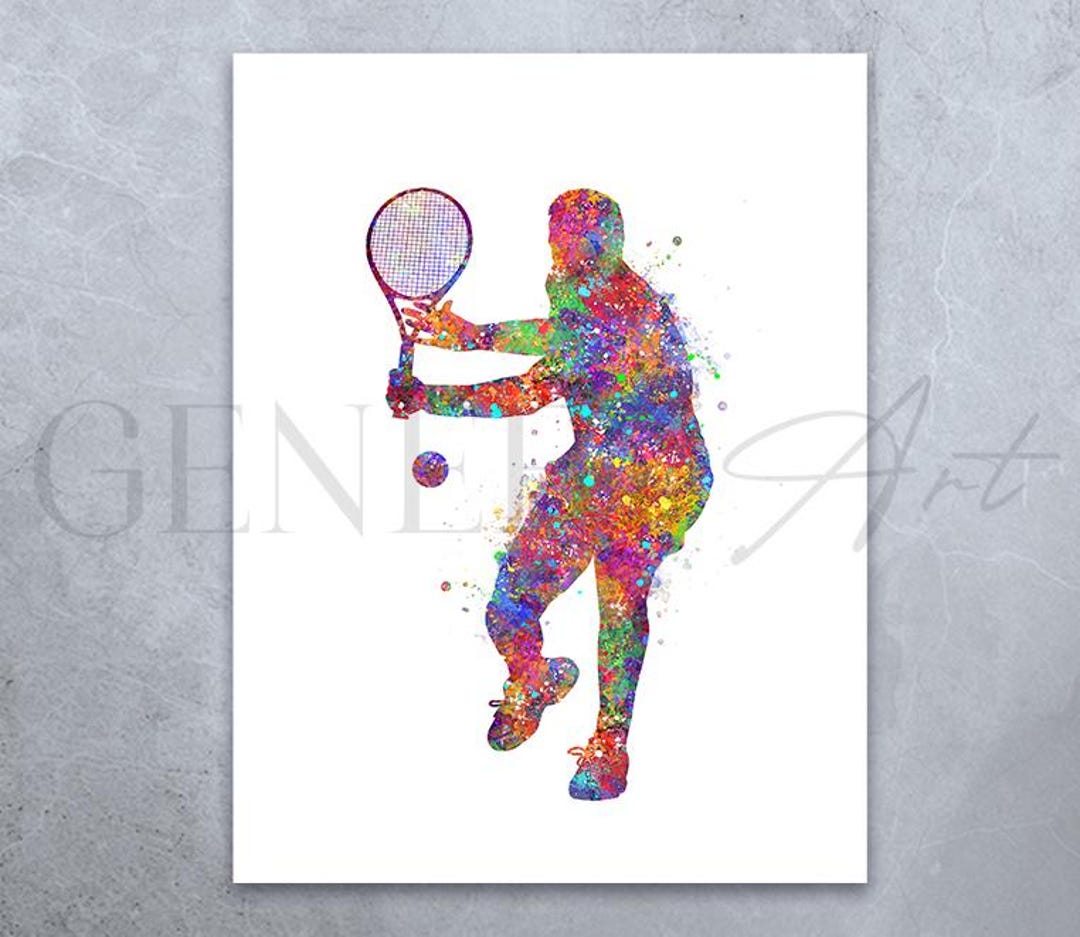 Watercolor Tennis Player Art Print: Gift for Son - Etsy
