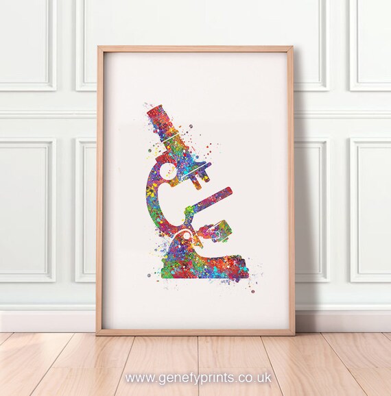 Microscope Watercolor Art Print Microbiology Watercolor | Etsy