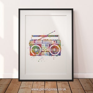Boombox Watercolor Art Print Boombox Poster Boombox Wall | Etsy