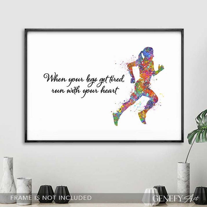 Female Runner Quote Watercolor Print Runner Woman Poster - Etsy
