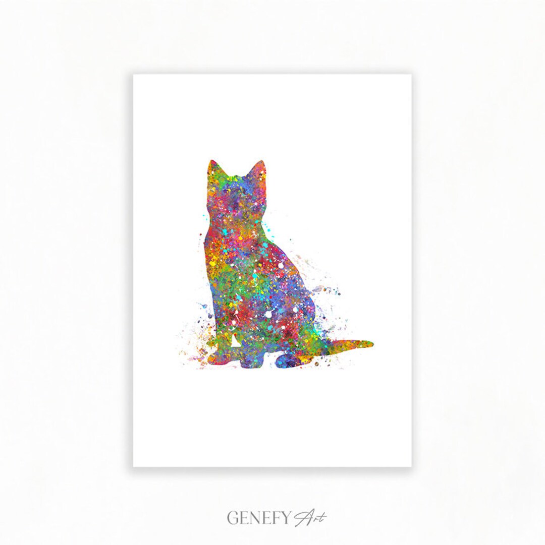 Cat Watercolor Art Print Cat Watercolor Art Painting Cat Prints Cat ...