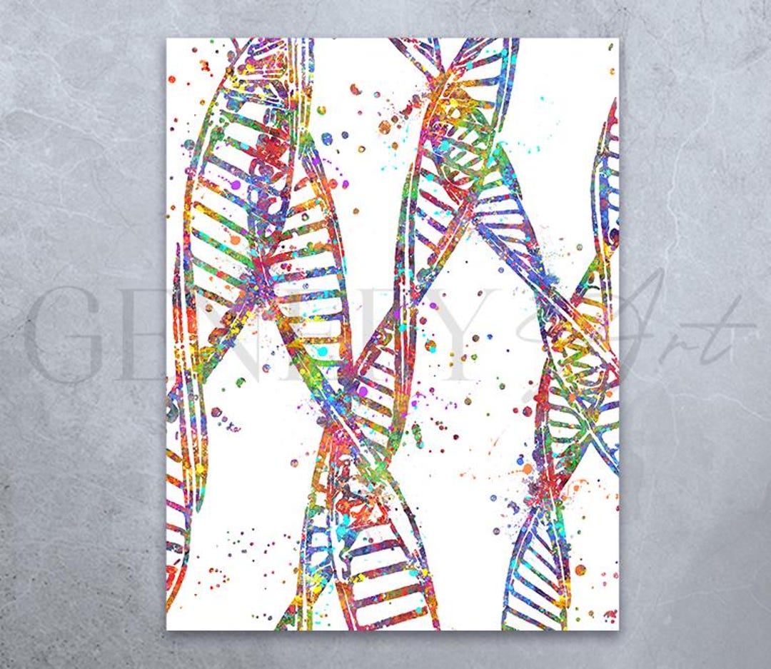 DNA Watercolor Art Print: Genetics Science Poster - Etsy
