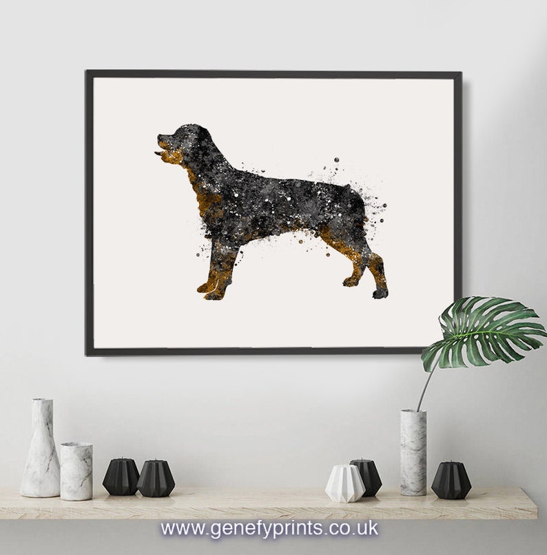 Rottweiler Watercolor Print Rottweiler Portrait Rottweiler | Etsy