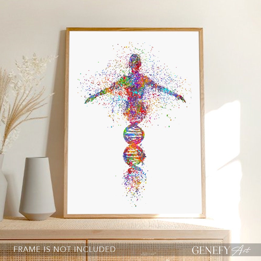 DNA Watercolor Art Print DNA Molecule Art Medical Art - Etsy UK