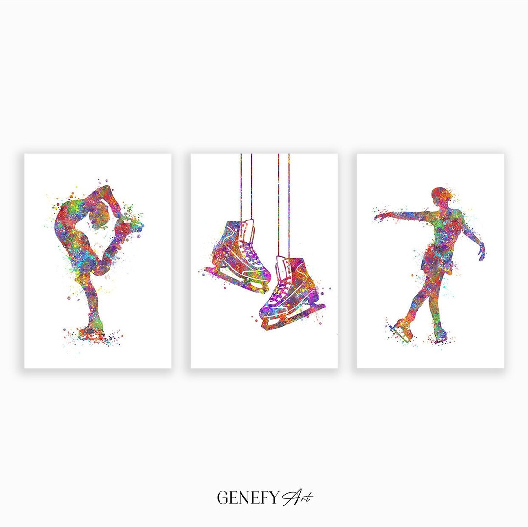 Ice Skating Watercolour Print - Set of 3 Prints - Ice Skating ...