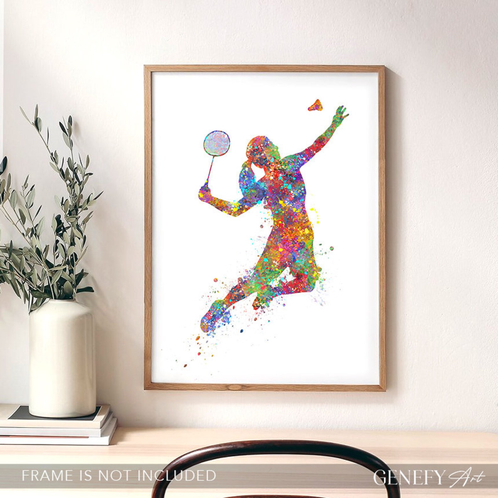 Badminton Watercolour Art Print Female Badminton Sport Poster Badminton ...