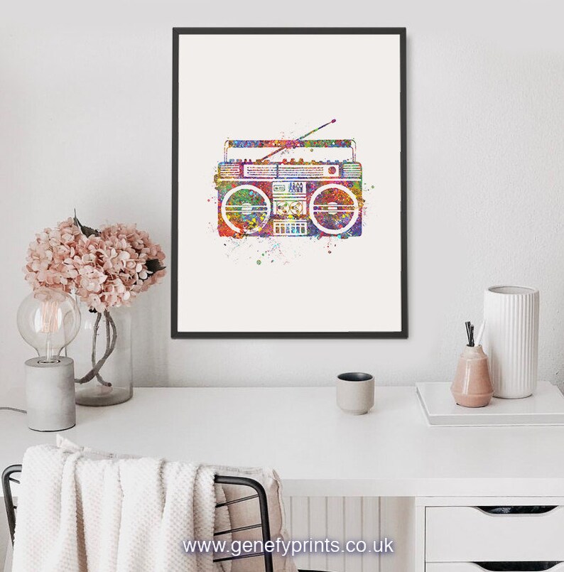 Boombox Watercolor Art Print Boombox Poster Boombox Wall | Etsy
