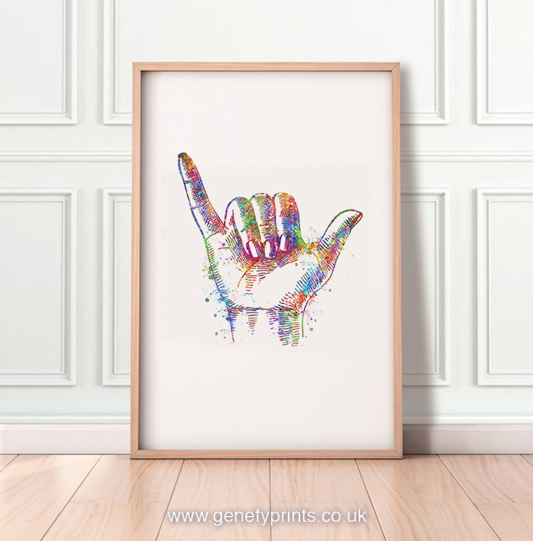 Shaka Hand Sign Watercoluor Art Print - Shaka Hand Prints - Shaka Hand ...