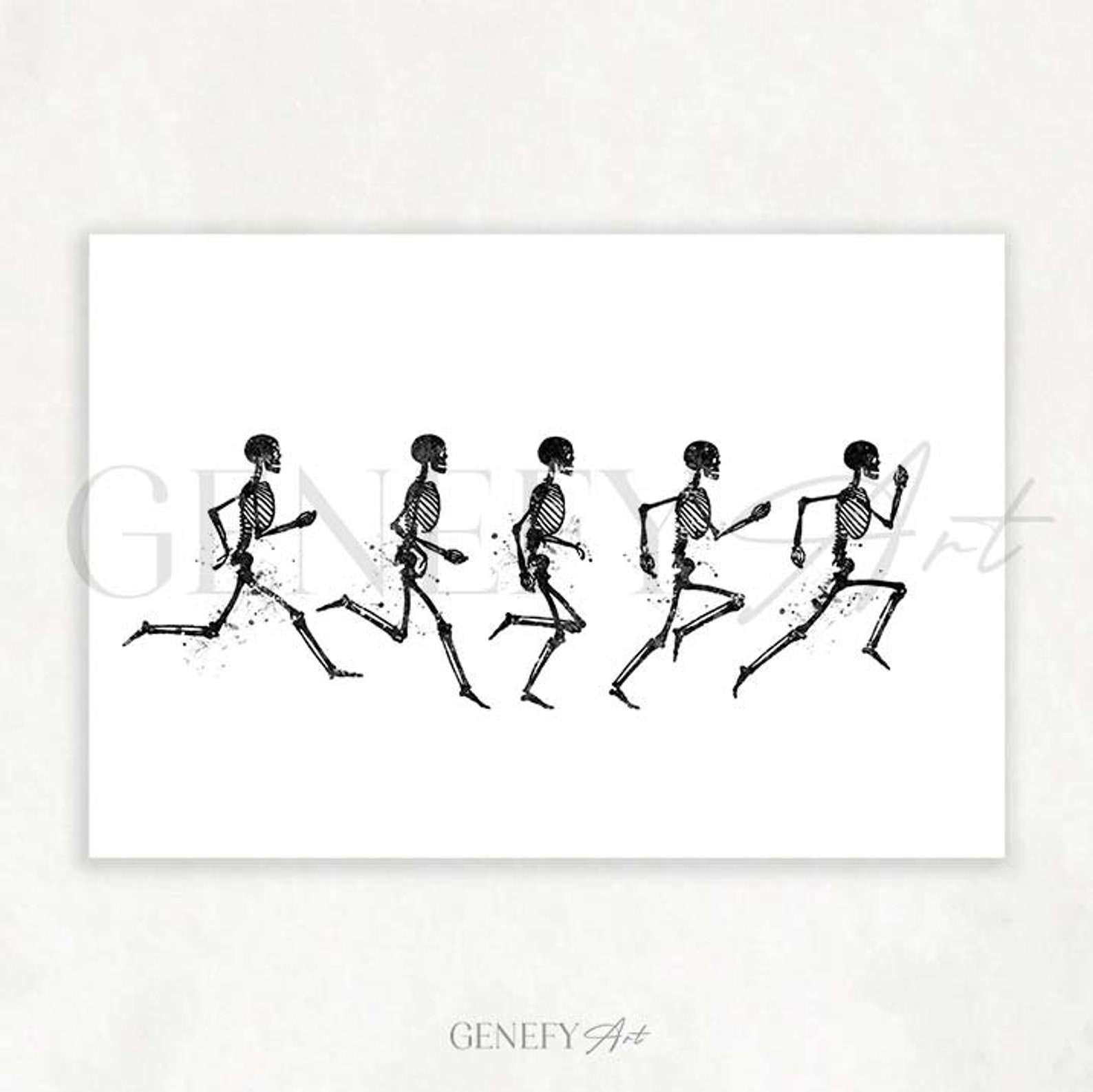 Running Phases Watercolour Art Print Skeleton Running Print - Etsy