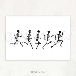 Running Phases Watercolour Art Print Skeleton Running Print Human ...