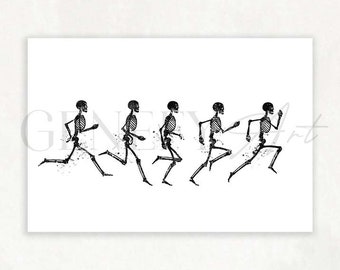 Running Phases Watercolor Print Anatomy Art Human Body Skeletal System ...