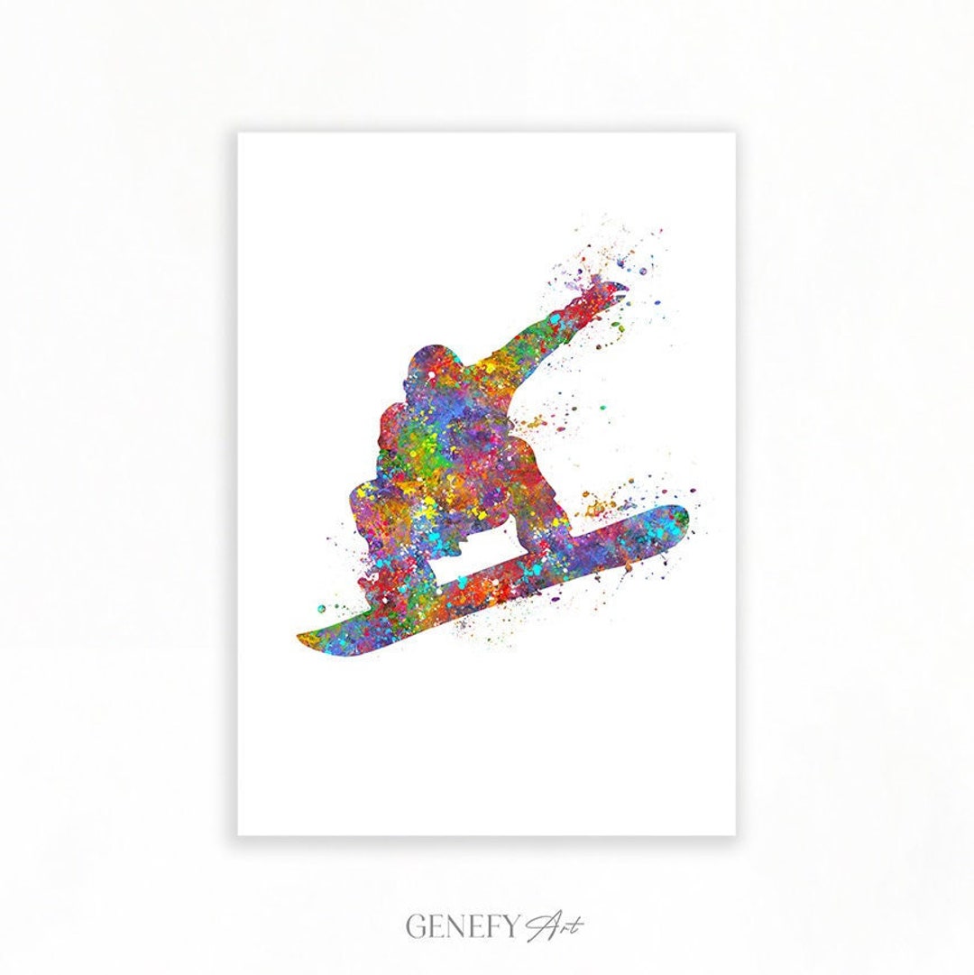 Snowboarding Wall Art Snowboarder Watercolor Print Snowboard Watercolor ...