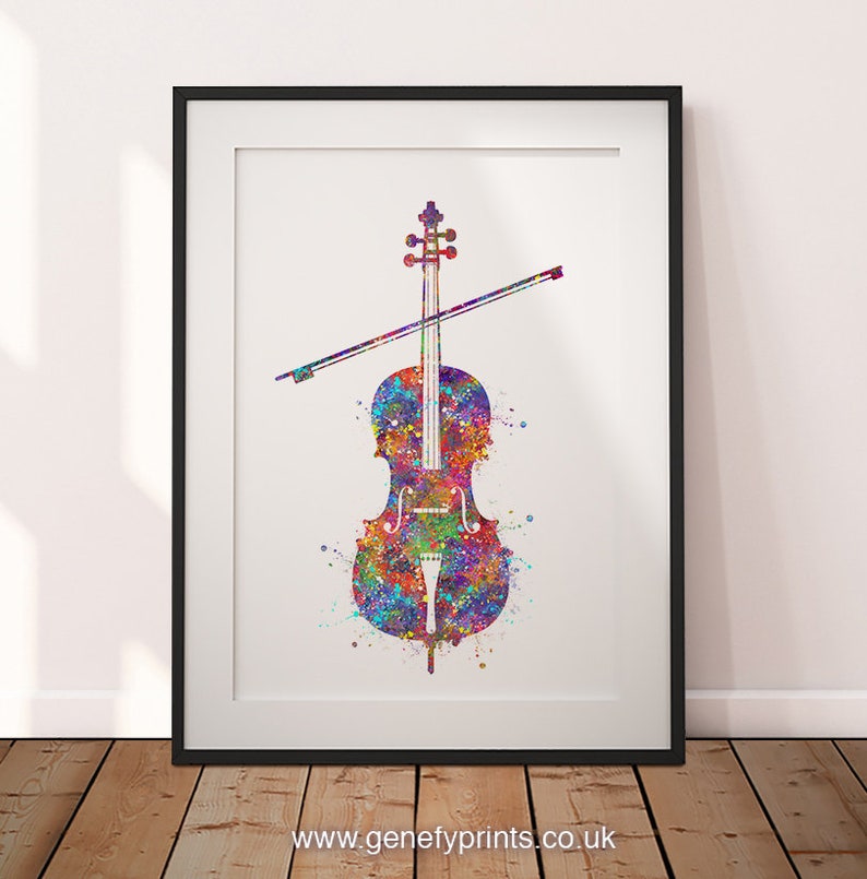 Cello Watercolor Art Print Music String Instrument | Etsy