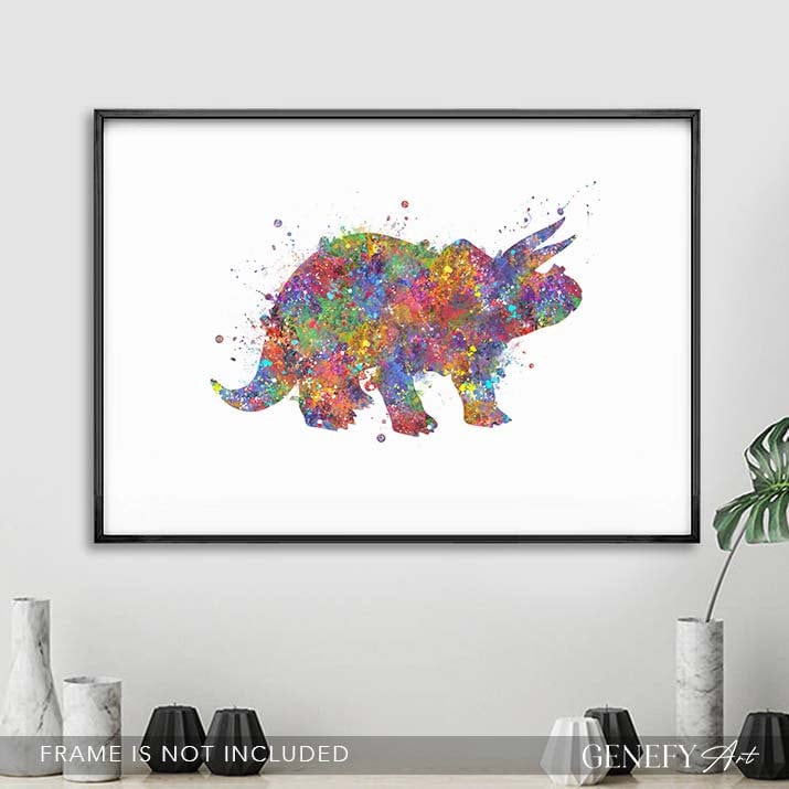 Dinosaur Triceratops Watercolour Art Print Dinosaur - Etsy