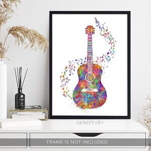 Acoustic Guitar Watercolour Art Print - Musical Instrument Watercolor ...