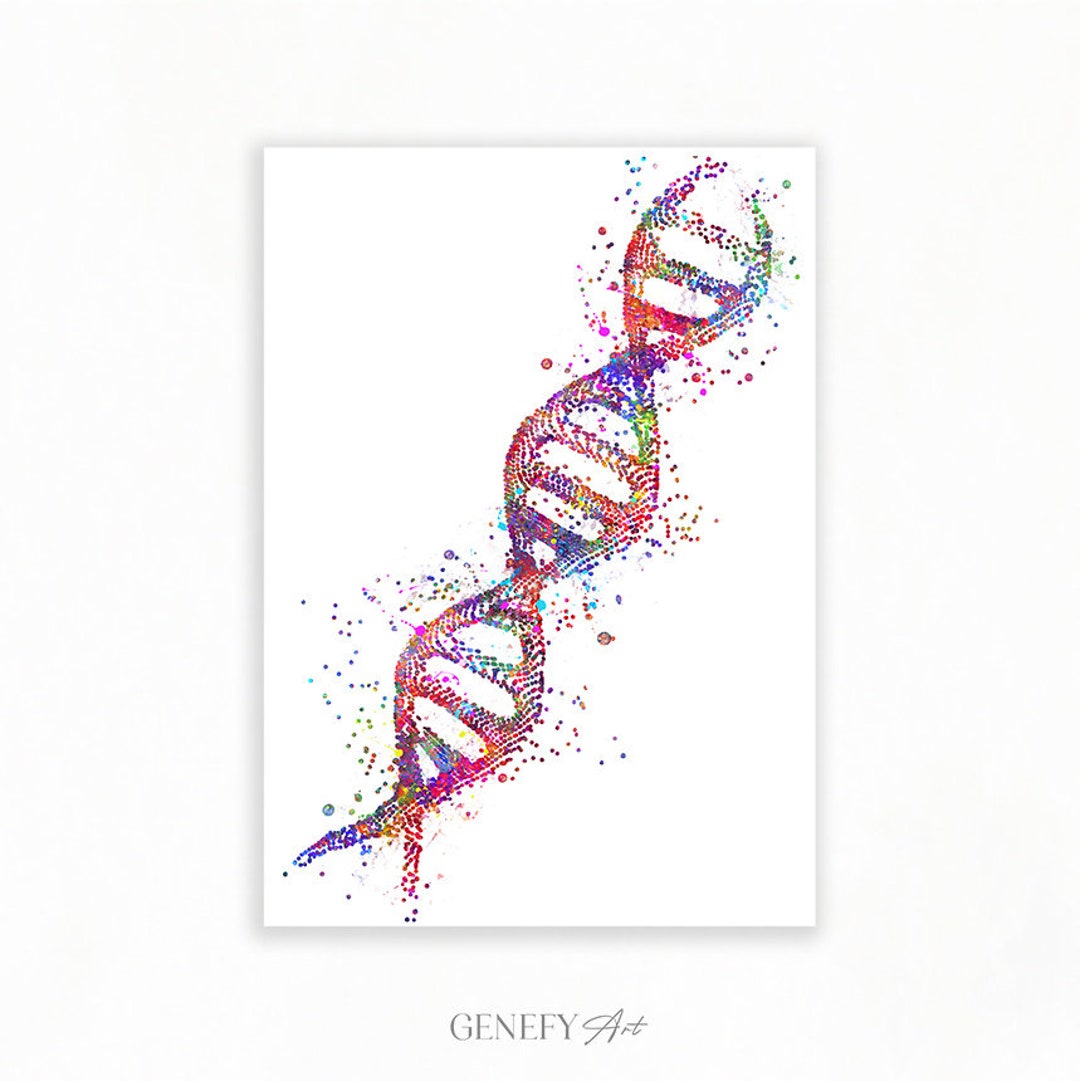 DNA Watercolor Art Print DNA Molecule Art Medical Art Poster Genetics ...