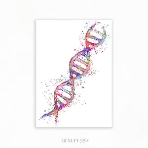 DNA Watercolor Art Print DNA Molecule Art Medical Art Poster Genetics ...