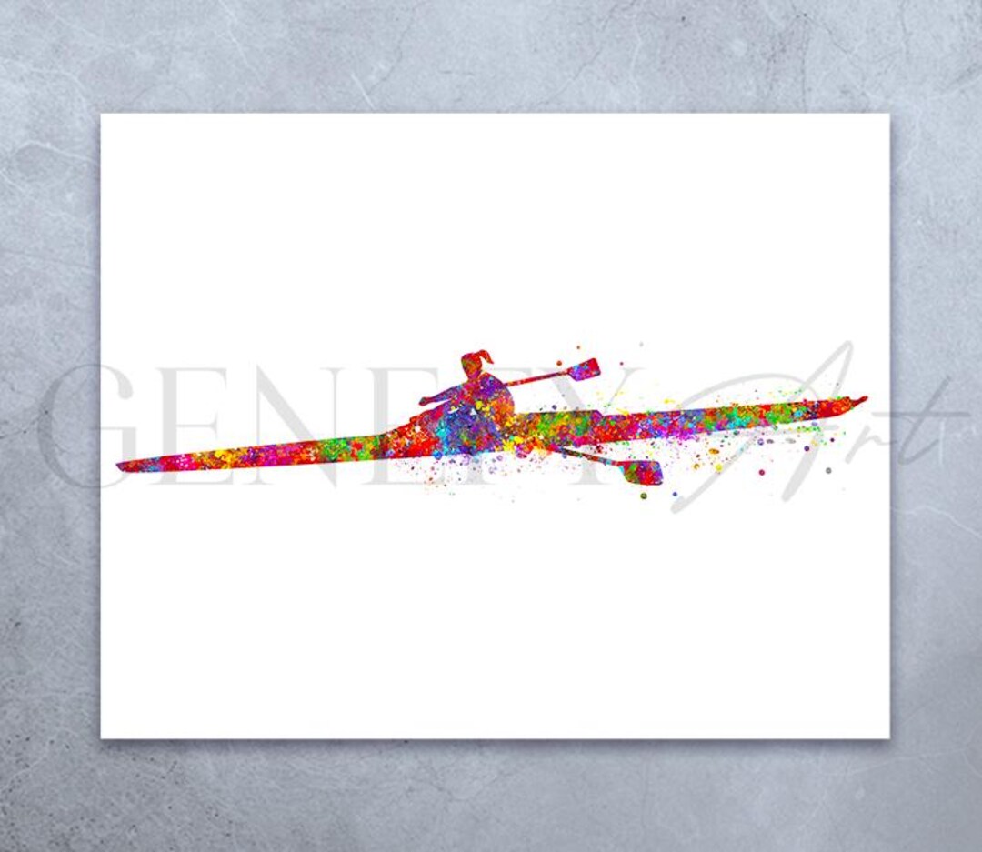 Solo Female Rower Watercolour Art Print - Rowing Poster - Water Sports ...