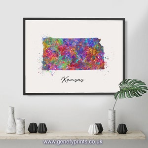 Kansas State Map Print - I Love Kansas Art - Kansas Map Art - Kansas ...