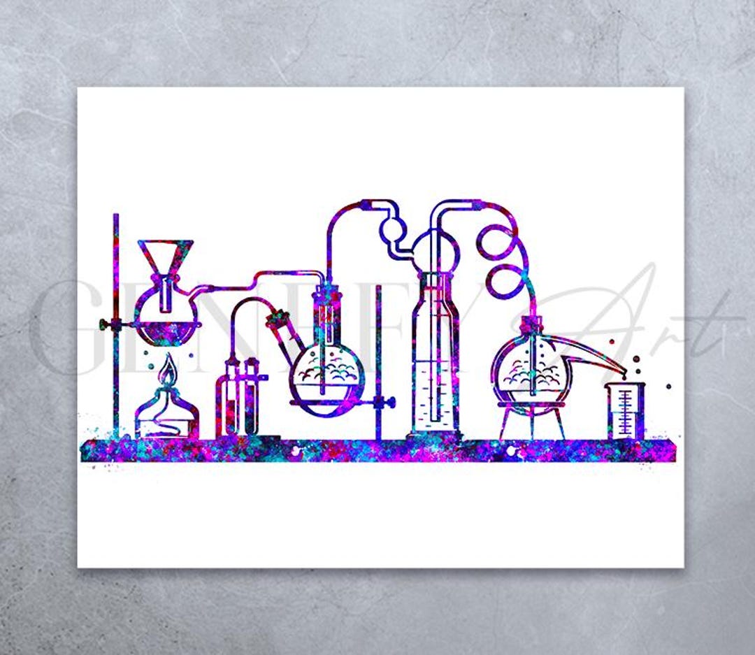 Chemistry Lab Watercolor Art Print: Science Poster - Etsy