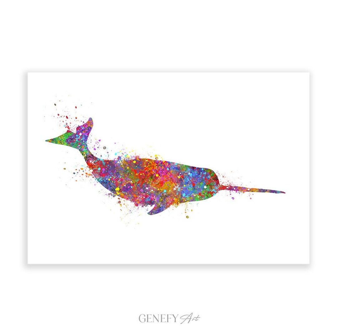 Narwhal Watercolor Art Print - Narwhal Watercolor Poster - Unicorn of ...