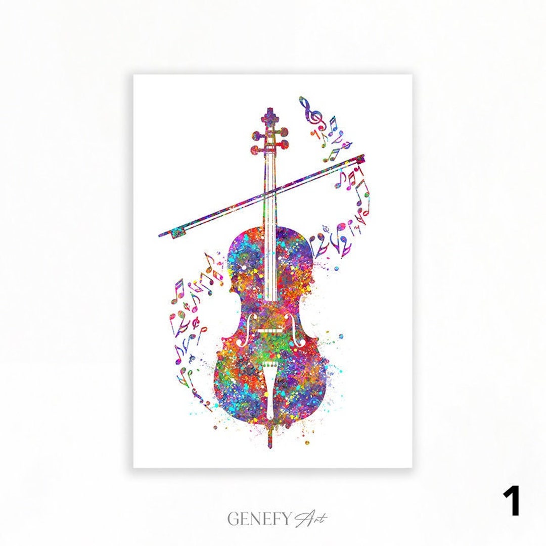 Cello Watercolor Art Print Music String Instrument Watercolor Art Cello ...