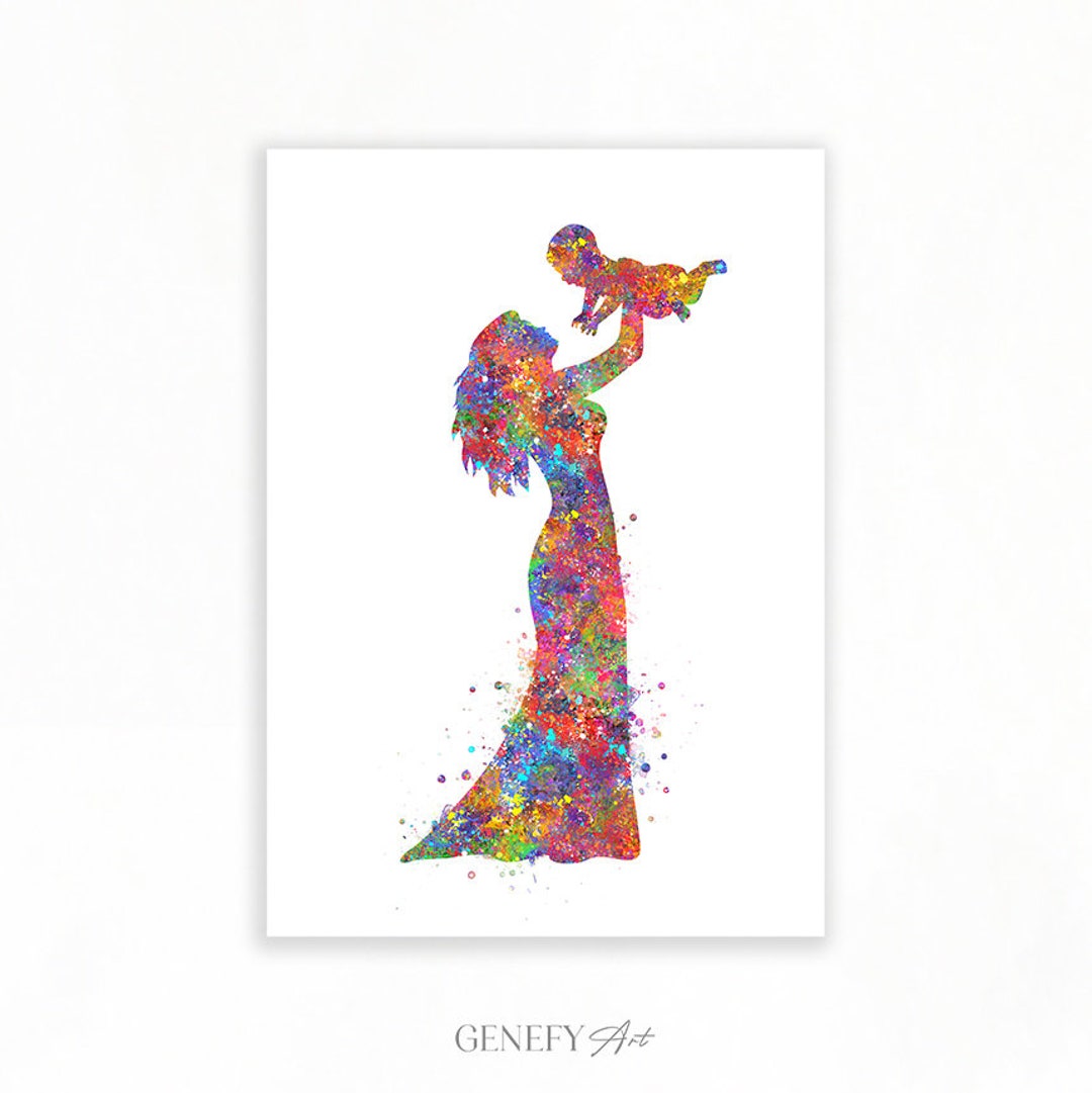 Mother and Baby Watercolor Art Print Motherhood Watercolor Art Nursing ...
