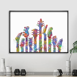 Guitar Watercolour Art Print - Musical Instrument Watercolor Print ...