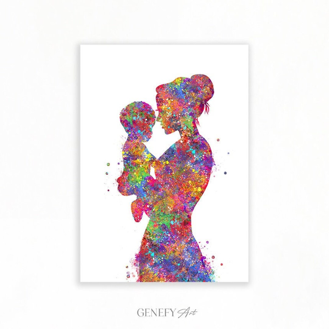 Mother and Son Watercolor Art Print Motherhood Watercolor Art Mother ...
