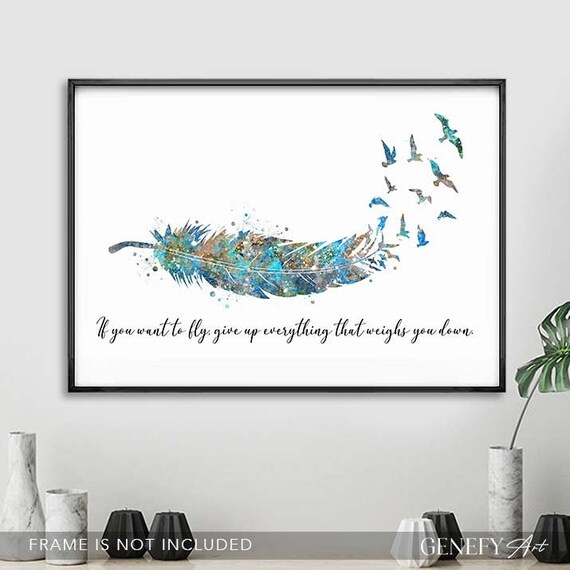 Feather With Birds With Quote