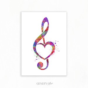 Treble Clef Music Note Art Print Treble Clef Music Symbol Watercolour ...