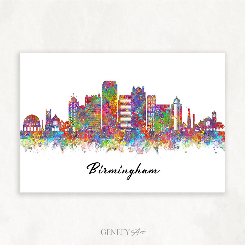 Birmingham Skyline Watercolour Art Print Birmingham - Etsy UK