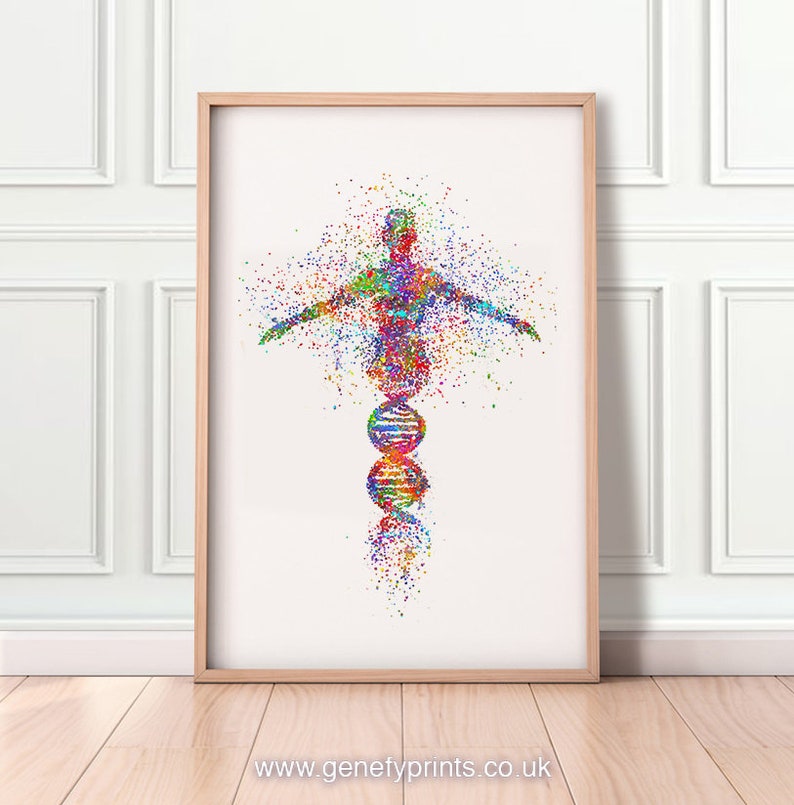 DNA Watercolor Art Print DNA Molecule Art Medical Art | Etsy