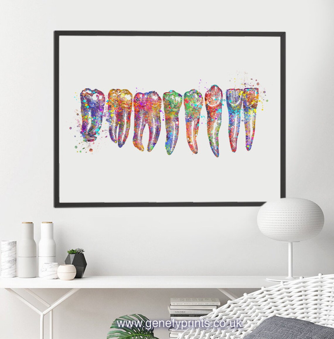 Human Teeth Watercolor Art Print Teeth Row Poster Molars and | Etsy