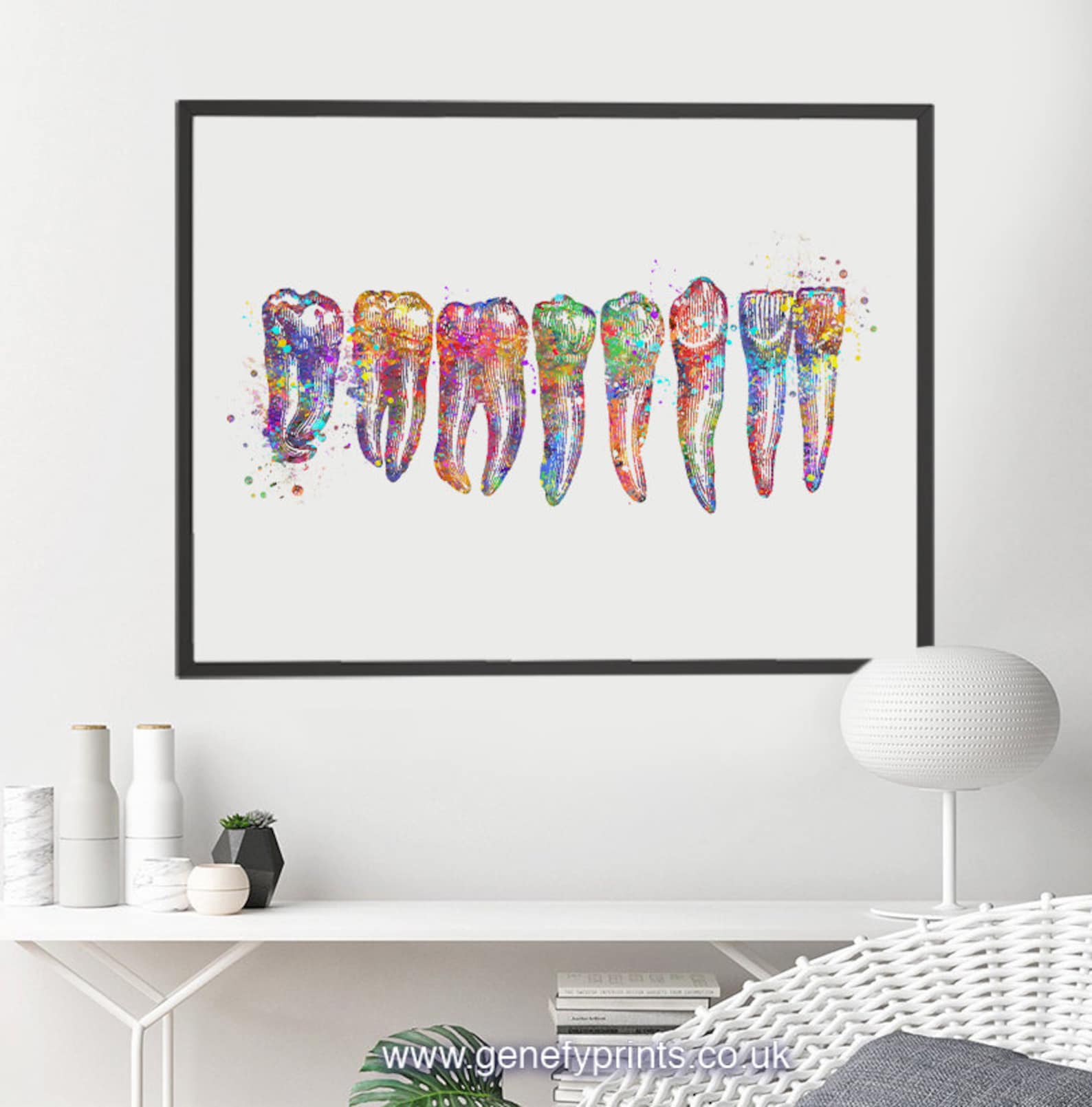 Human Teeth Watercolor Art Print Teeth Row Poster Molars and | Etsy