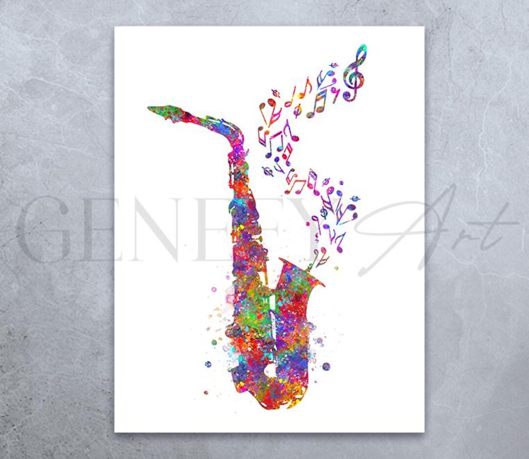 Saxophone Watercolor Art Print - Saxophone Wall Art - Saxophone Print ...