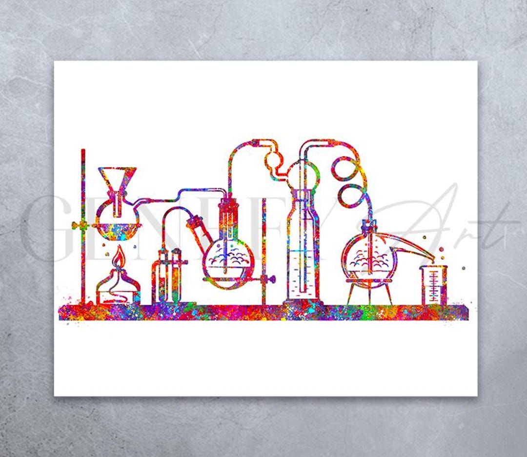Watercolor Chemistry Lab Art Print: Science Poster - Etsy