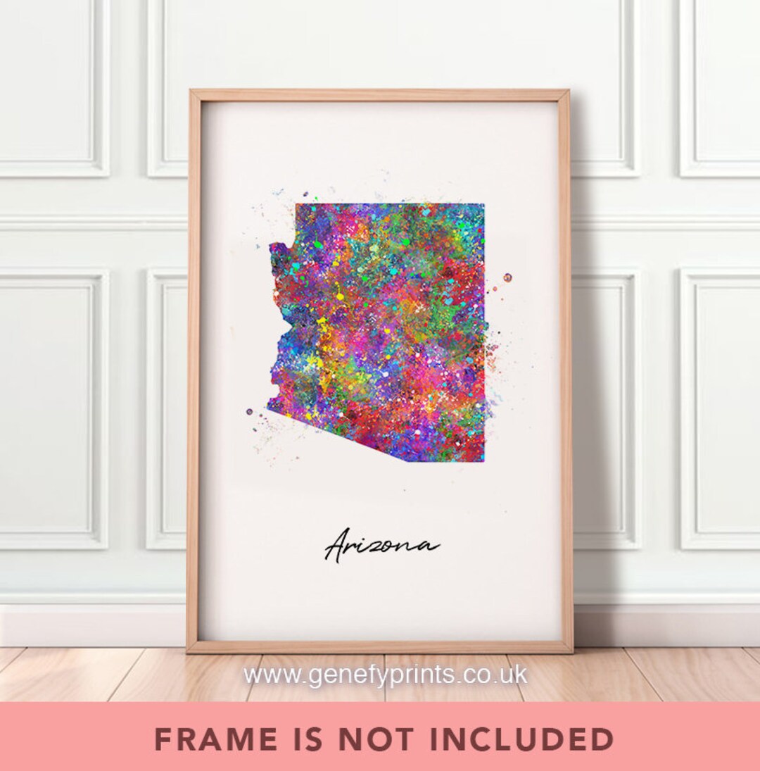 Arizona State Map Print - I Love Arizona Art - Arizona Map Art ...