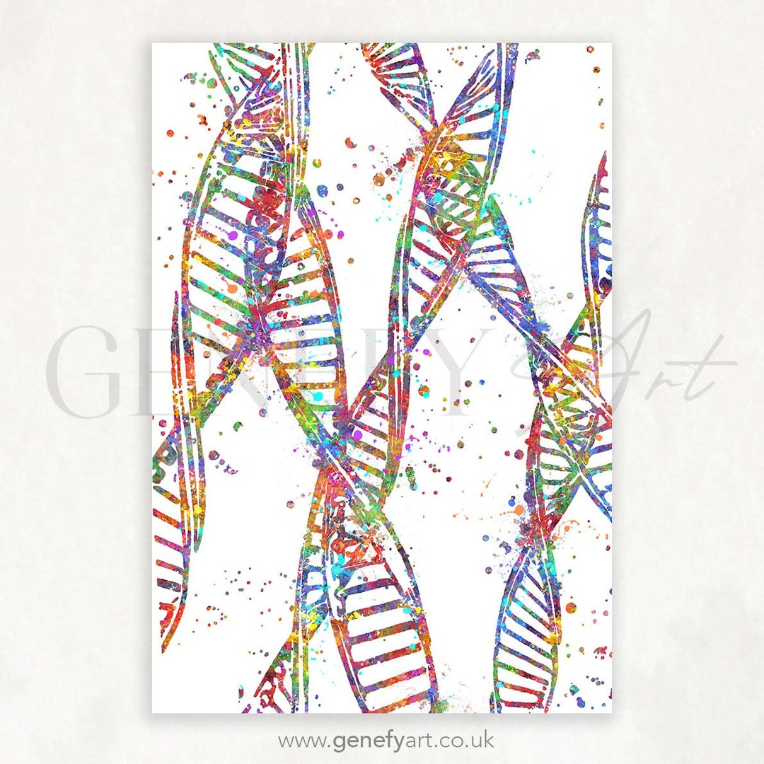 DNA Watercolor Art Print DNA Molecule Art Print Medical - Etsy