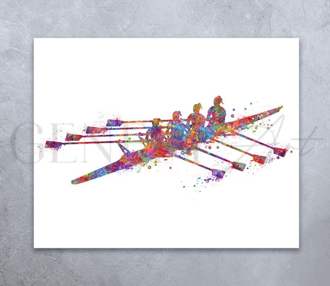 Rowing Watercolour Art Print - Rowing Poster - Water Sports Watercolour ...