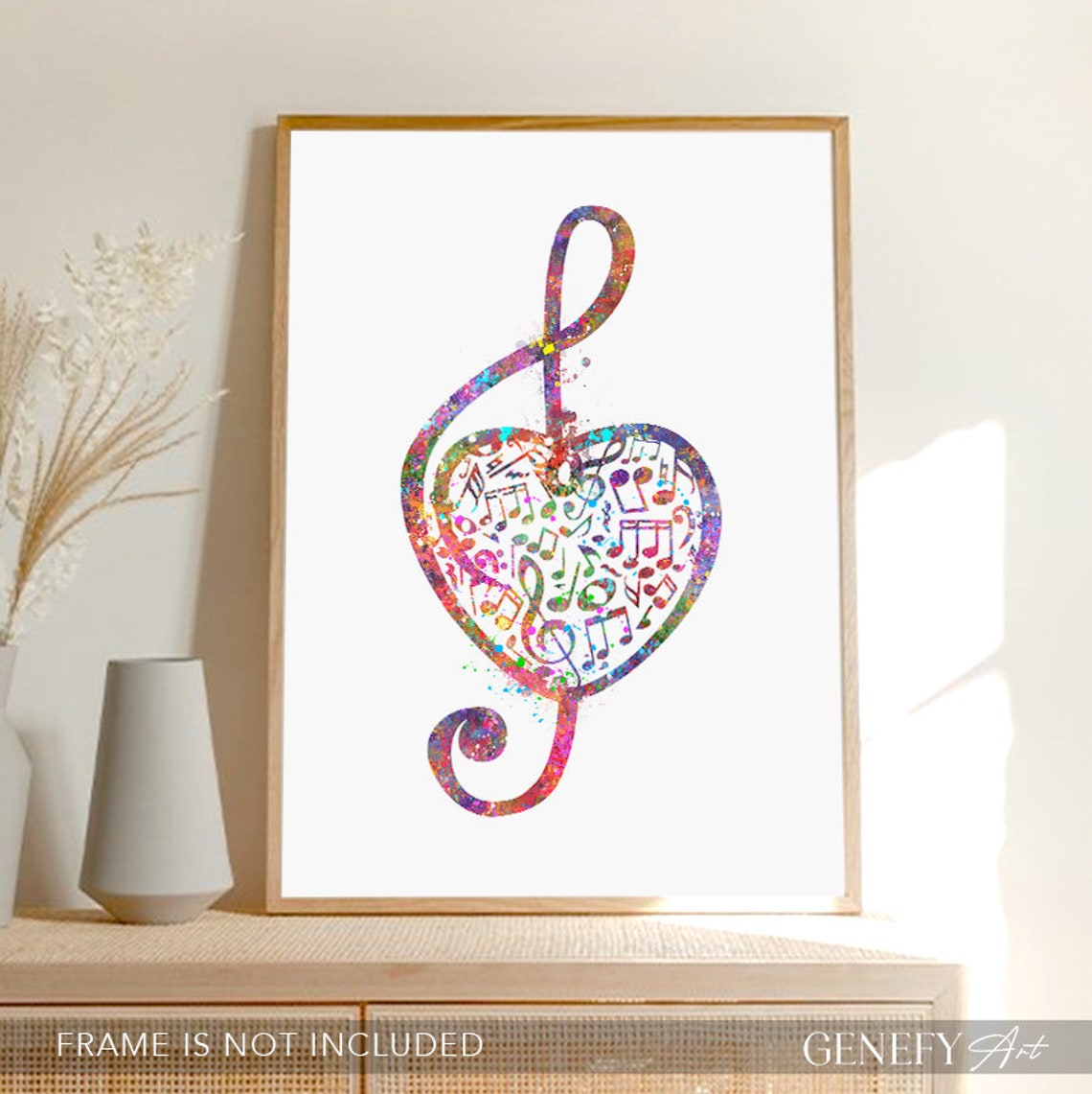 Music Notes Watercolor Art Print G Clef Music Symbol - Etsy