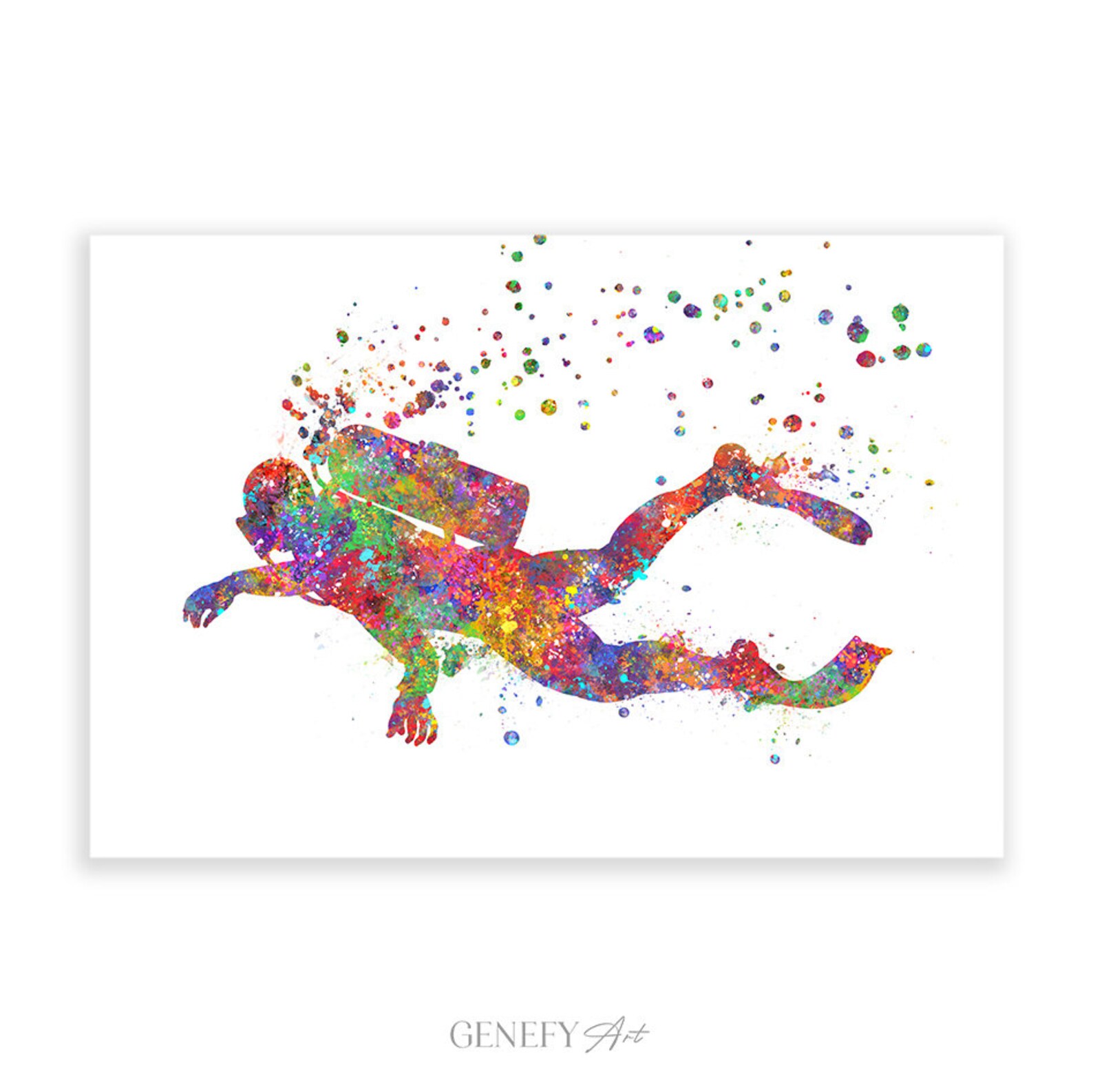 Scuba Diving Watercolor Print Scuba Diver Poster - Etsy UK