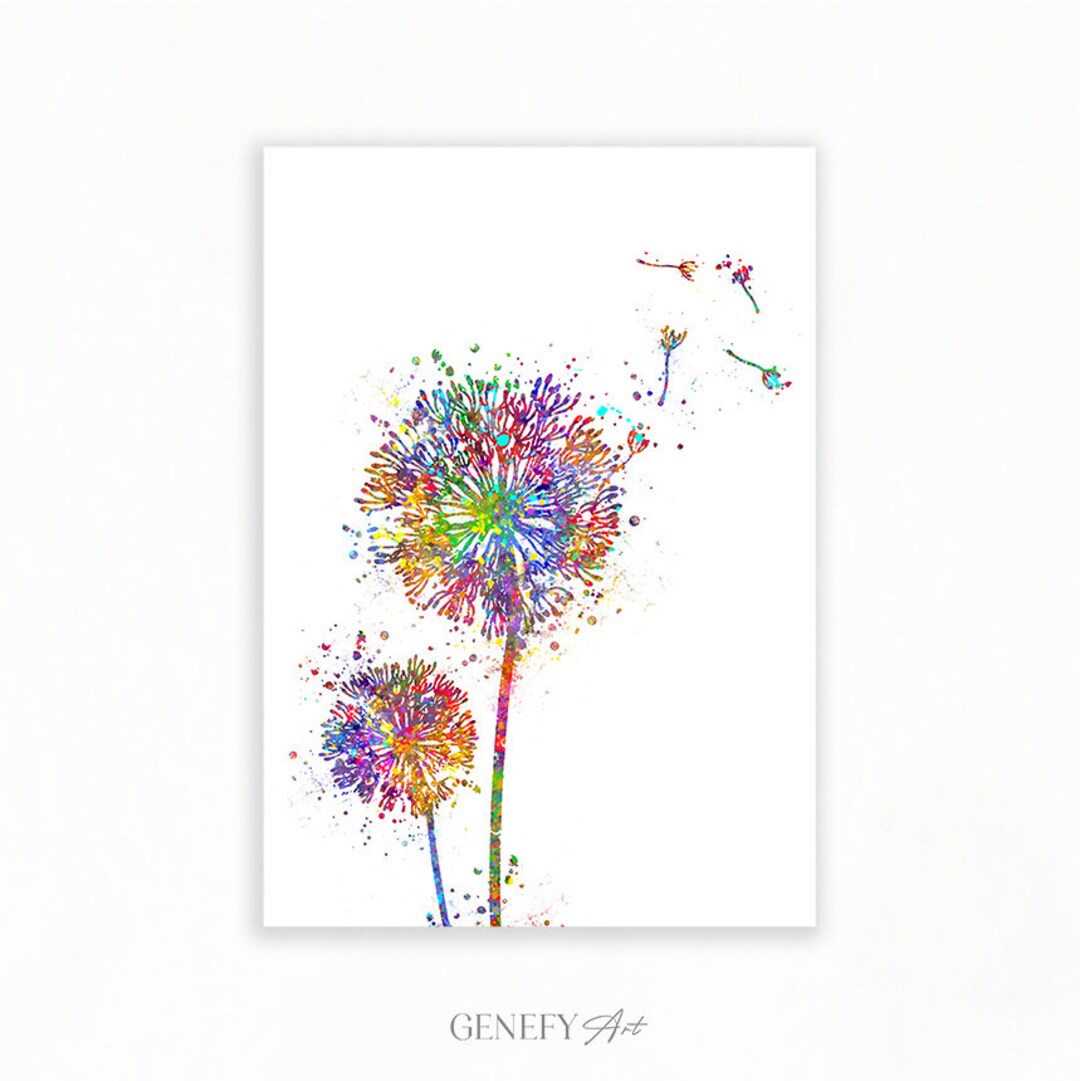 Dandelion Watercolour Art Print Dandelion Wall Art Nature Wall Art ...